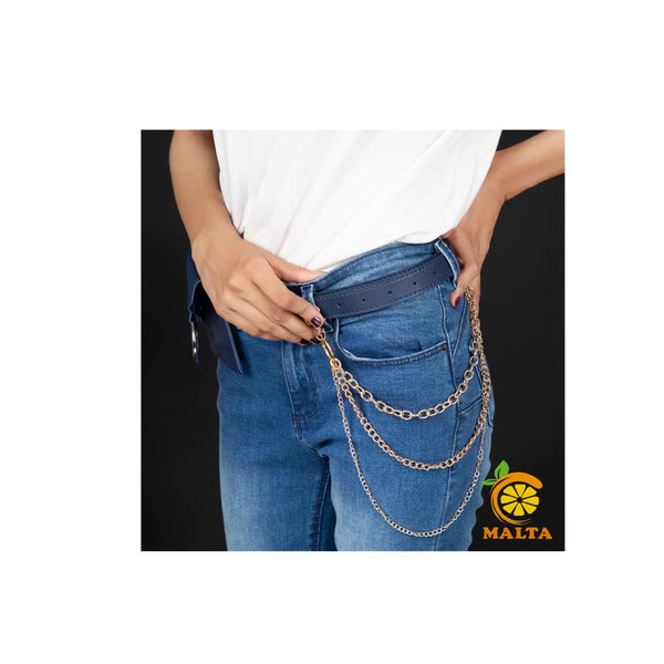 3 Layer Simple Denim Chain Golden – maltaofficial